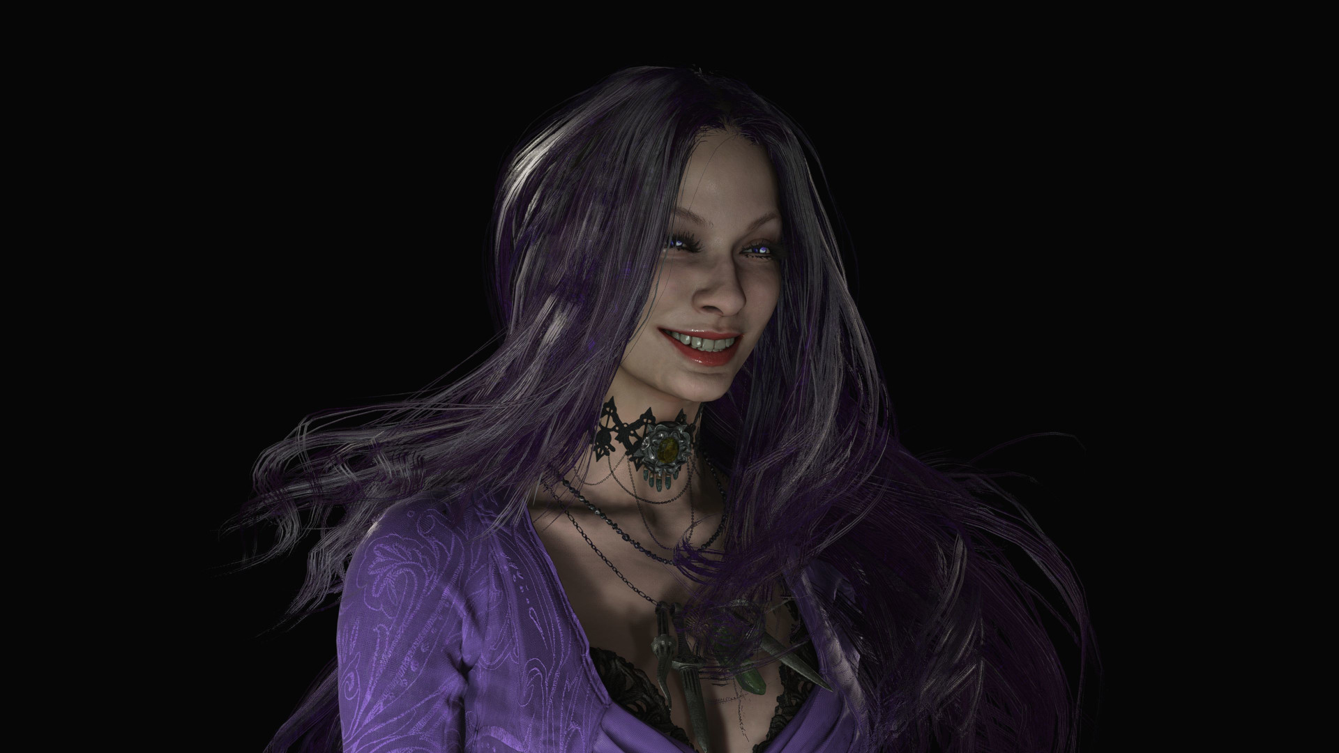 Cassandra Dimitrescu - Purple Dress Long Hairs - Landscapes