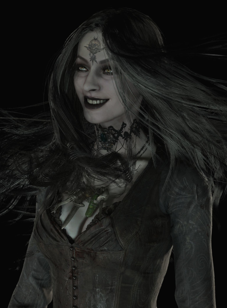 Daniela Dimitrescu - Black Dress Brunette Long Hairs - Model Viewer