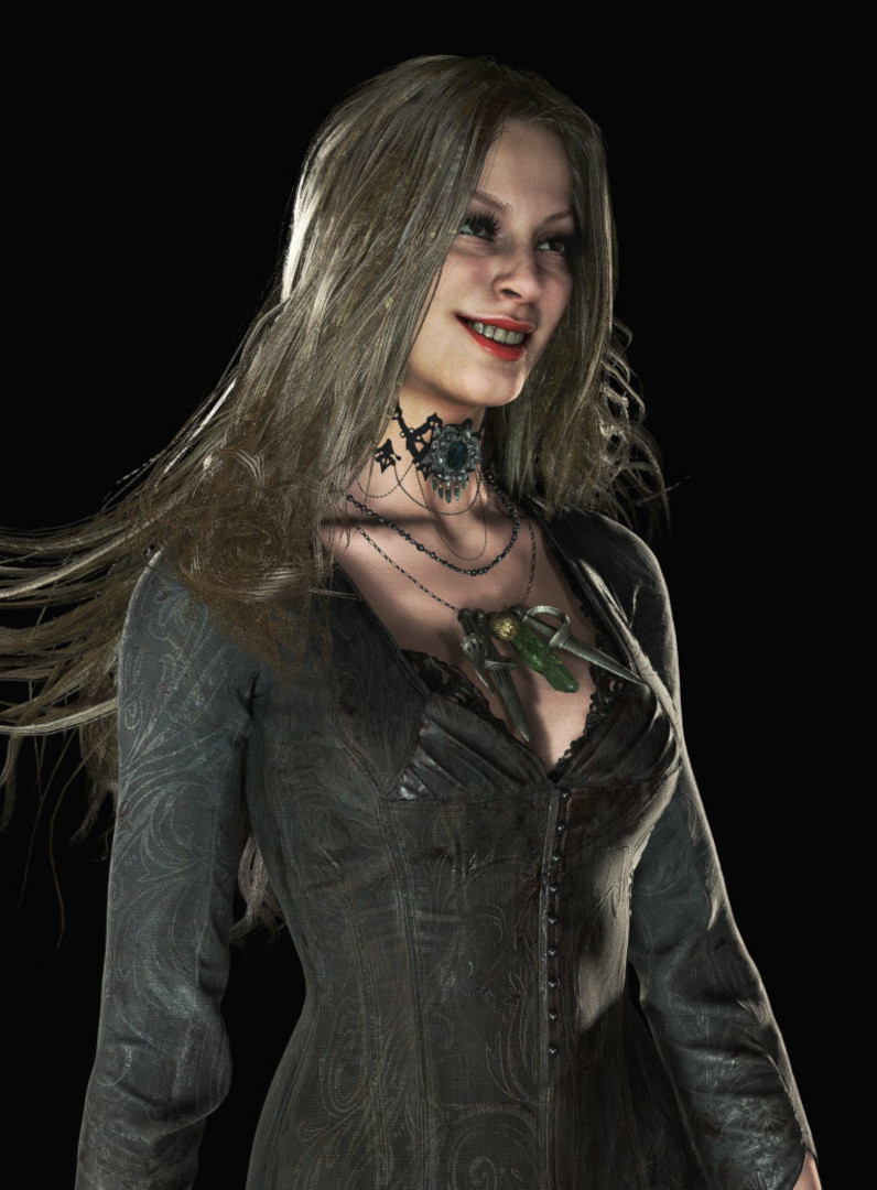 Daniela Dimitrescu - Black Dress Human Blonde Long Hairs - Model Viewer