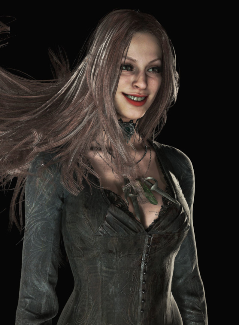 Daniela Dimitrescu - Black Dress Human Red Long Hairs - Model Viewer