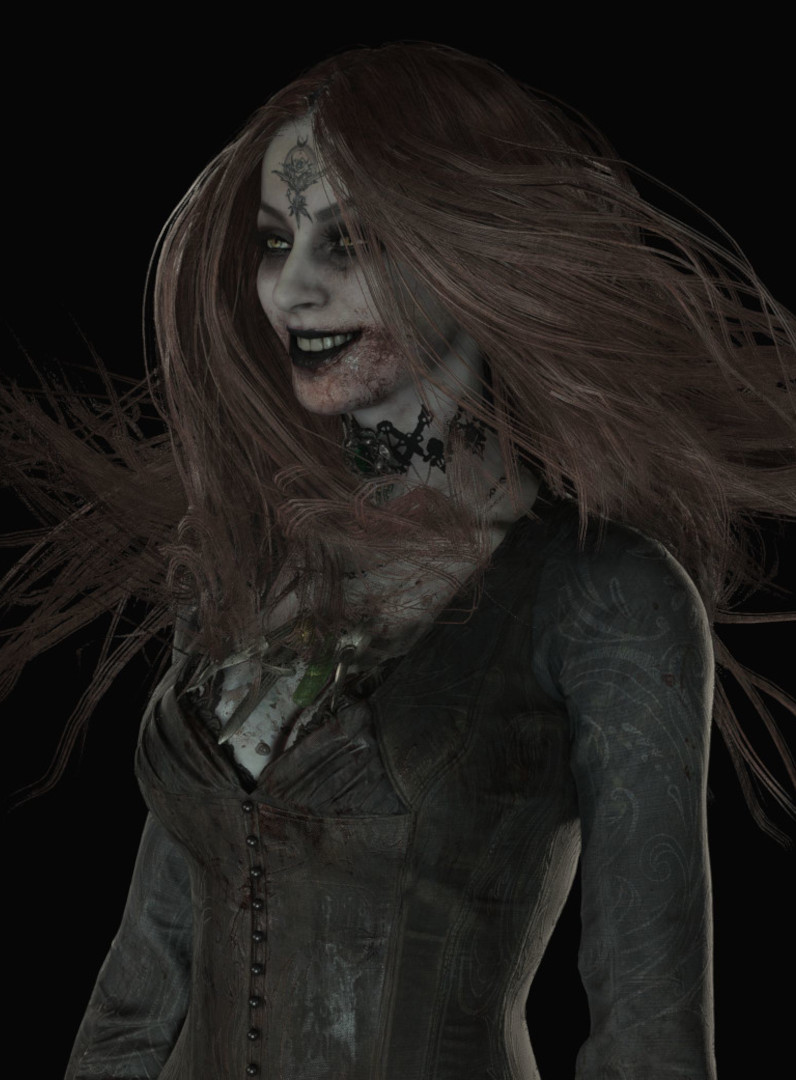 Daniela Dimitrescu - Original Dress Red Long Hairs - Model Viewer