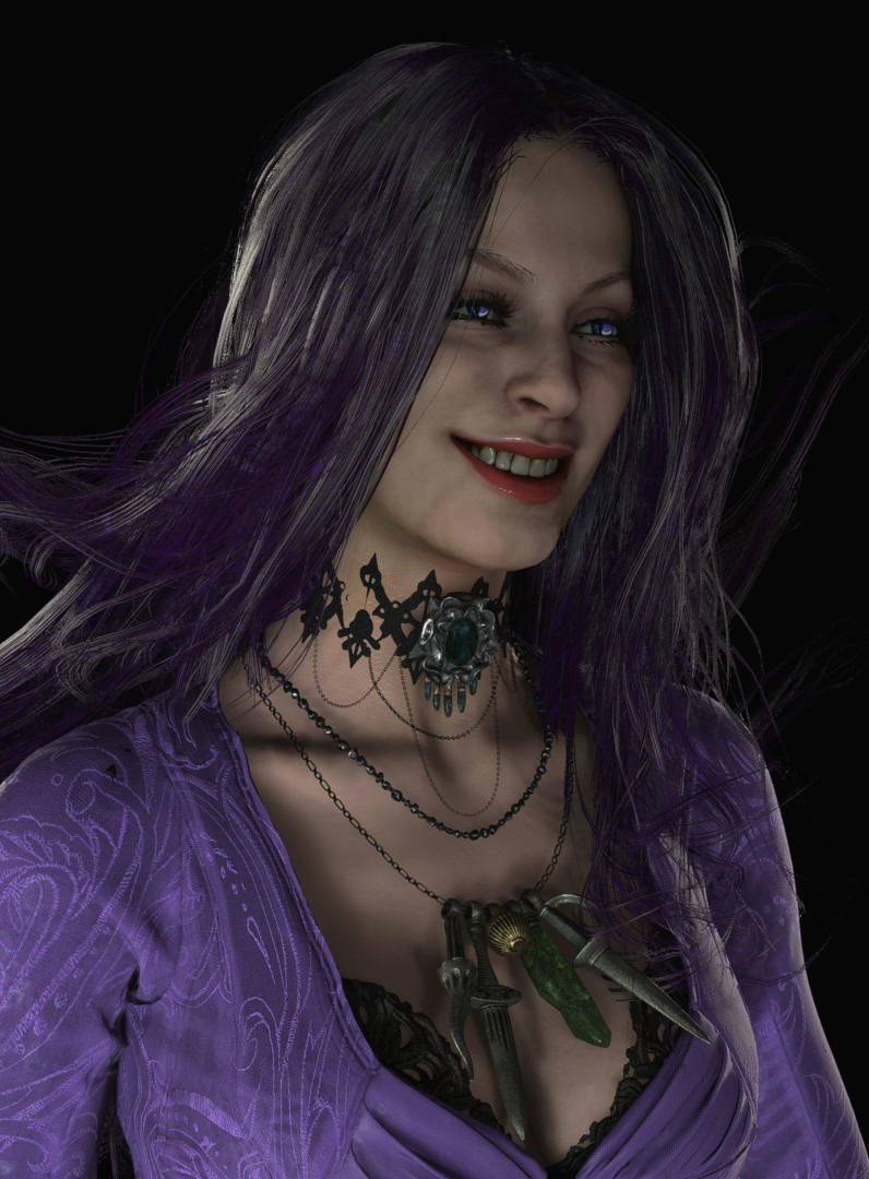 Daniela Dimitrescu - Purple Dress Long Hairs - Model Viewer