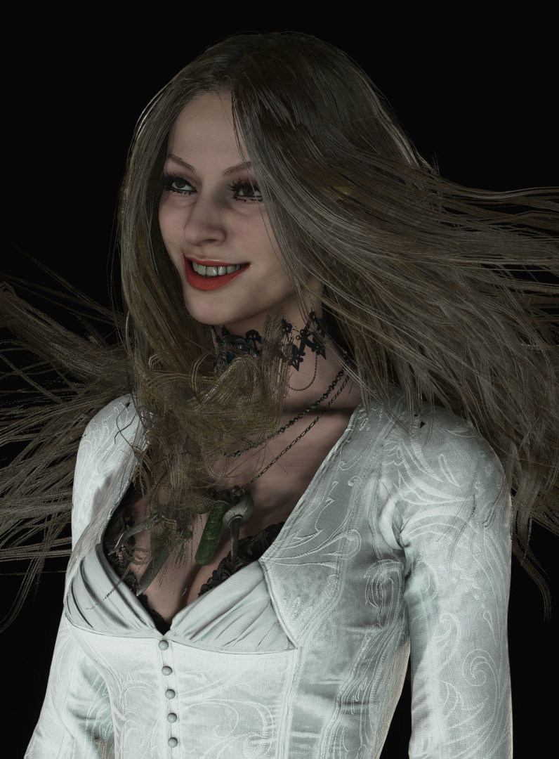 Daniela Dimitrescu - White Dress Blonde Long Hairs - Model Viewer